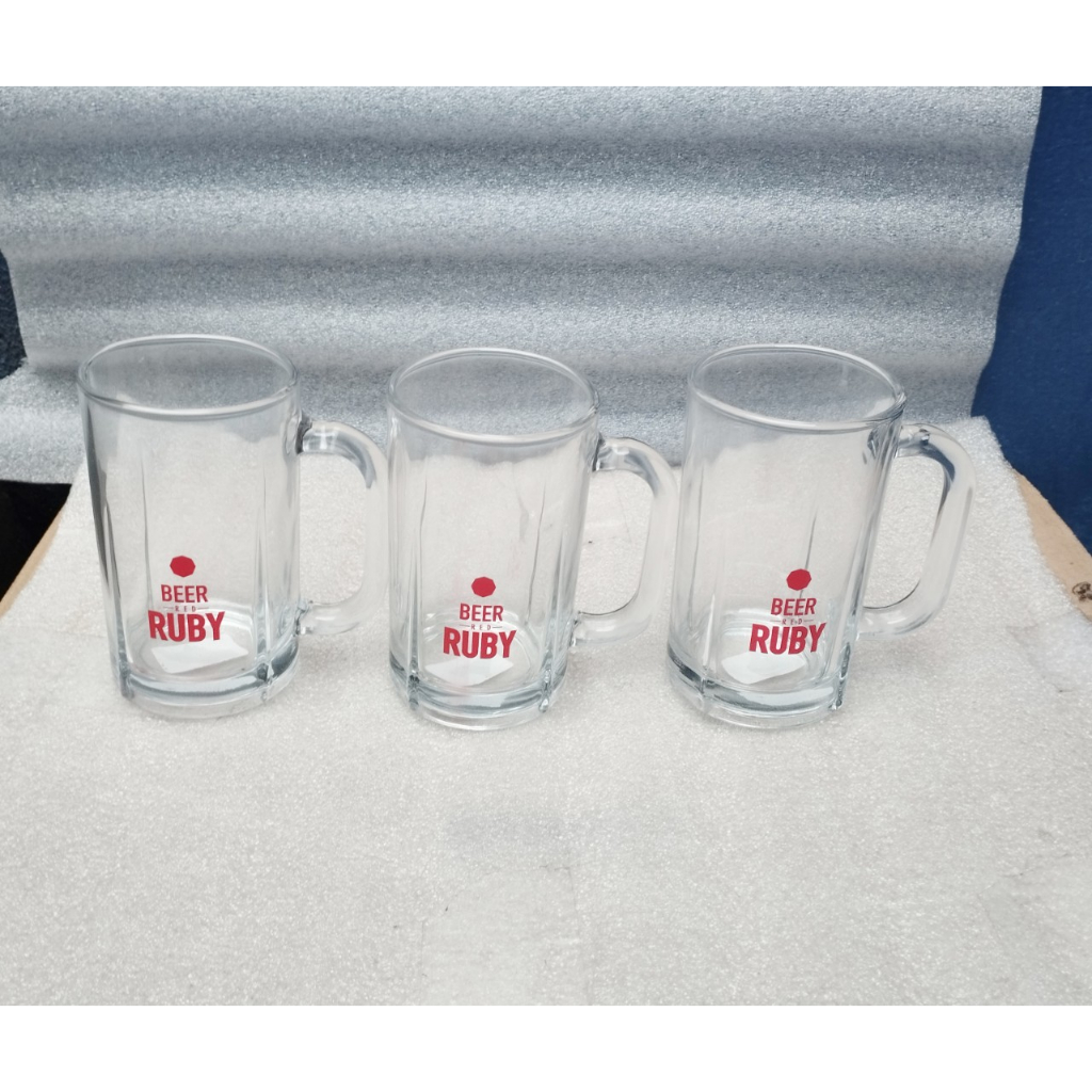 (HCM) Combo 6 cái ly thủy tinh có quai 365ml (k.mãi bia Ruby) | Shopee Việt Nam