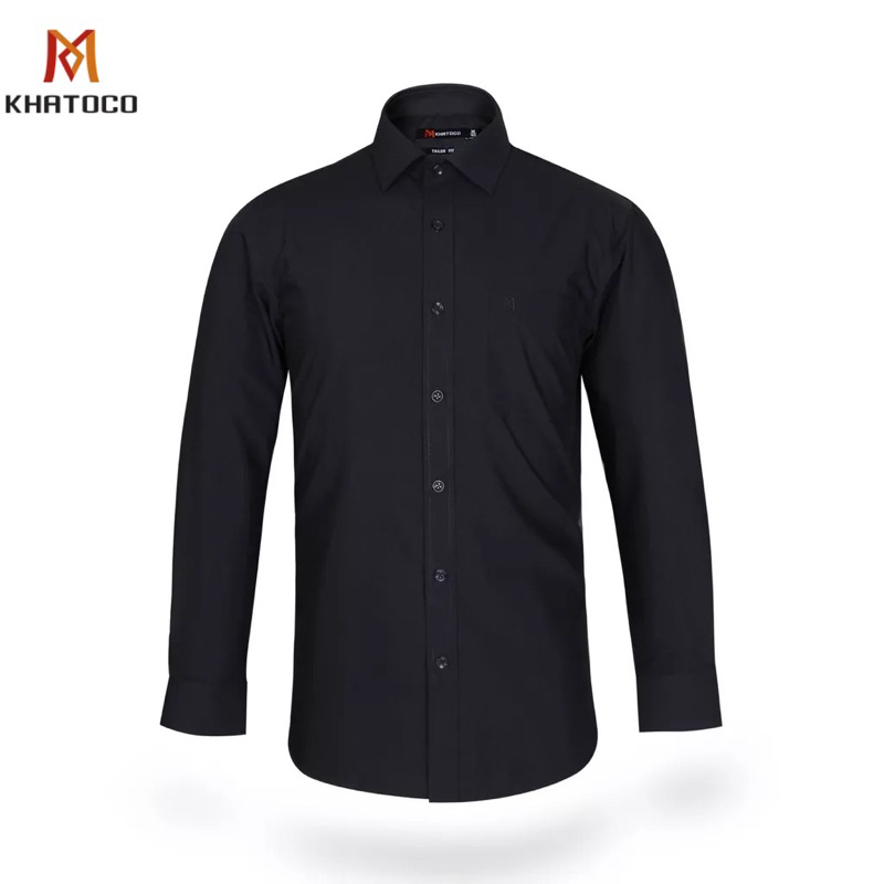 Áo sơ mi nam màu đen trơn chính hãng cty KHATOCO | Shopee Việt Nam