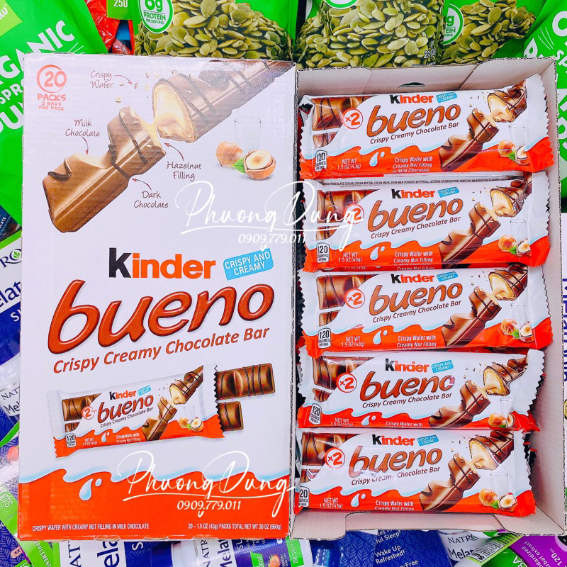 Bánh xốp socola nhân kem hạt dẻ Kinder Bueno Mỹ crispy creamy hazelnut ...