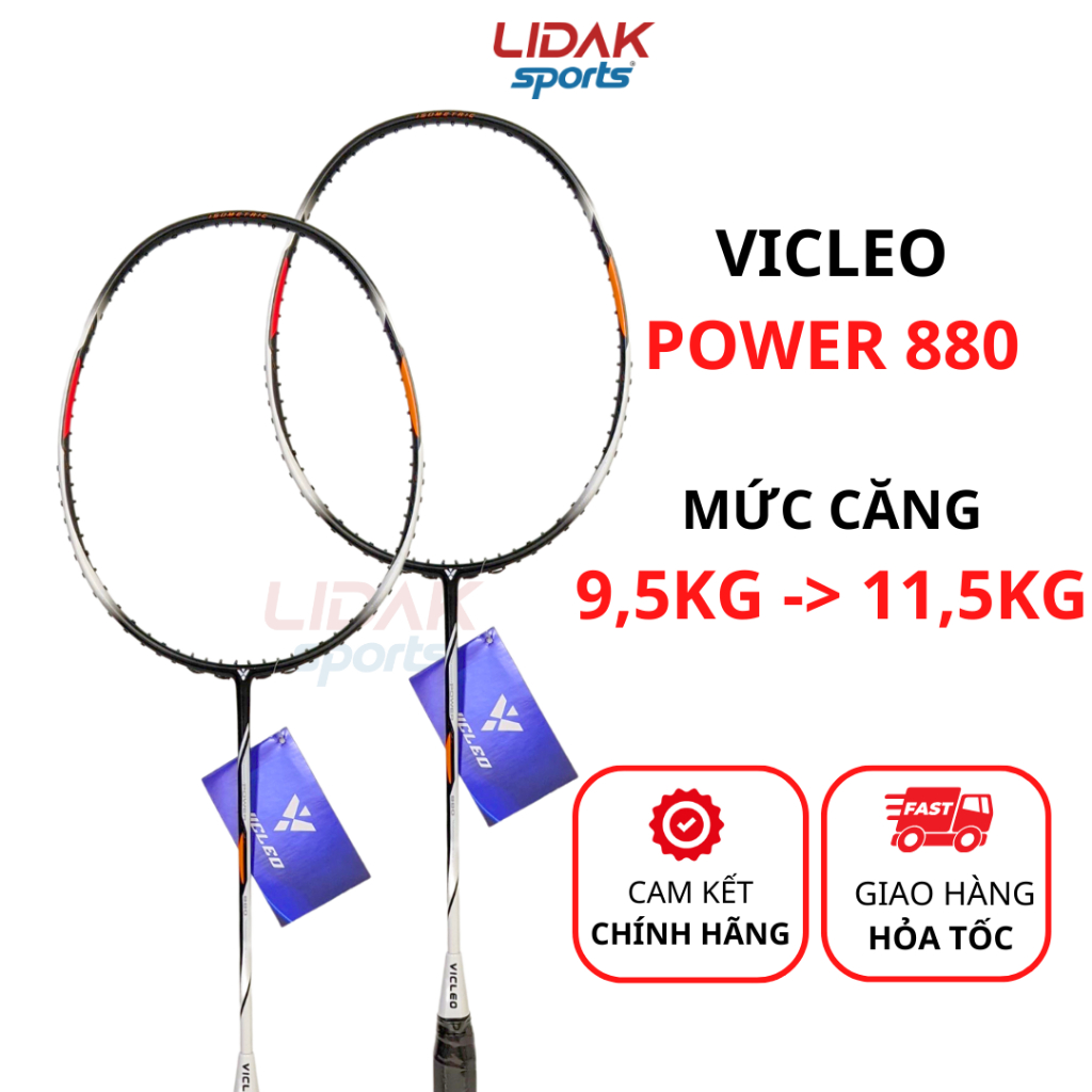 Vợt cầu lông Vicleo Power 880 khung carbon siêu nhẹ mức căng 9kg, 10kg ...