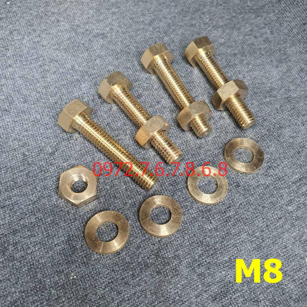 Bulong Đồng M8, Dài 4cm (KÈM ĐAI ỐC VÀ LONG ĐỀN) | Shopee Việt Nam