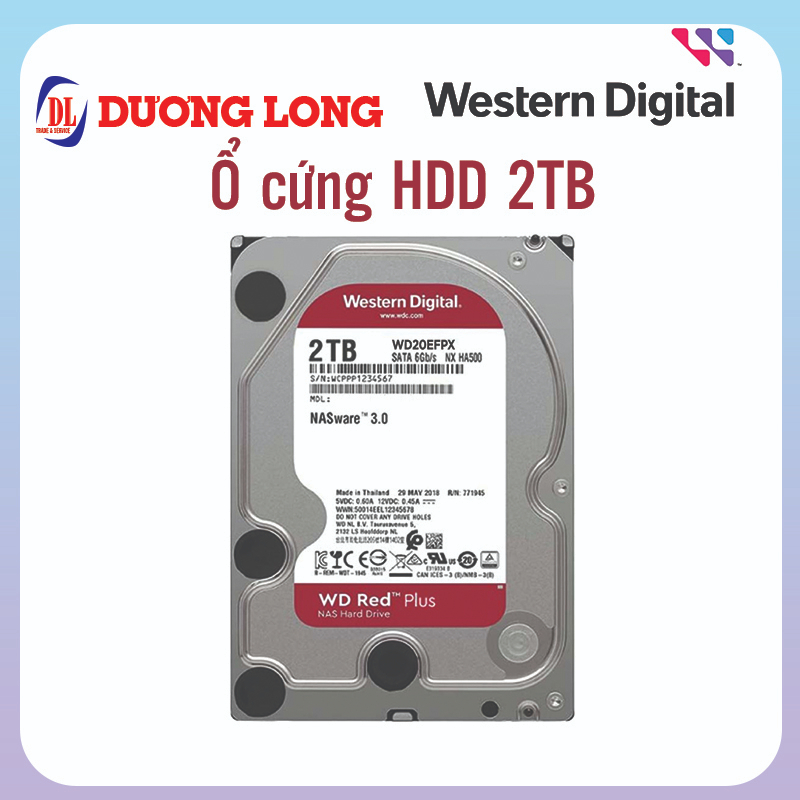 Ổ cứng WD HDD Red Plus 2TB 3.5" SATA 3/ 64MB Cache/ 5400RPM (Màu đỏ) | Shopee Việt Nam