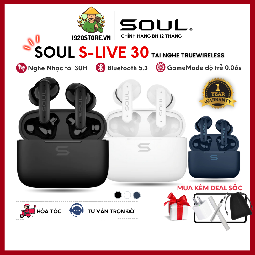 【Hỏa Tốc HCM】Tai Nghe TWS SOUL S-Live 30, BT 5.3, Kháng IPX4, Độ Trễ ...