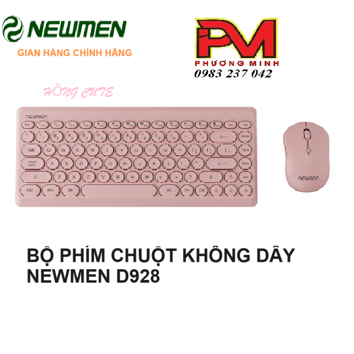 Combo phím và chuột không dây siêu đáng yêu NEWMEN K928 D928 (hồng, đen, trắng) _Hàng chính hãng ...