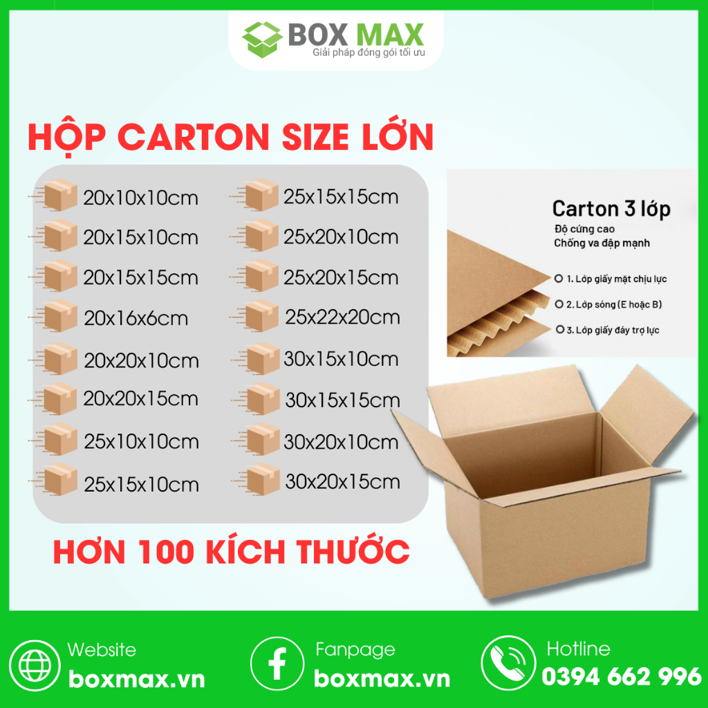 Hộp carton đóng hàng size VỪA và LỚN, thùng giấy ship cod gói hàng giày, túi xách - Boxmax ...