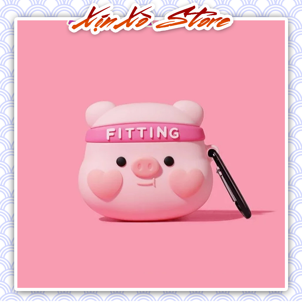 Vỏ ốp Airpod Case Airpods 2 3 Pro Pro 2 Heo Fitting Silicon 3D kèm móc ...