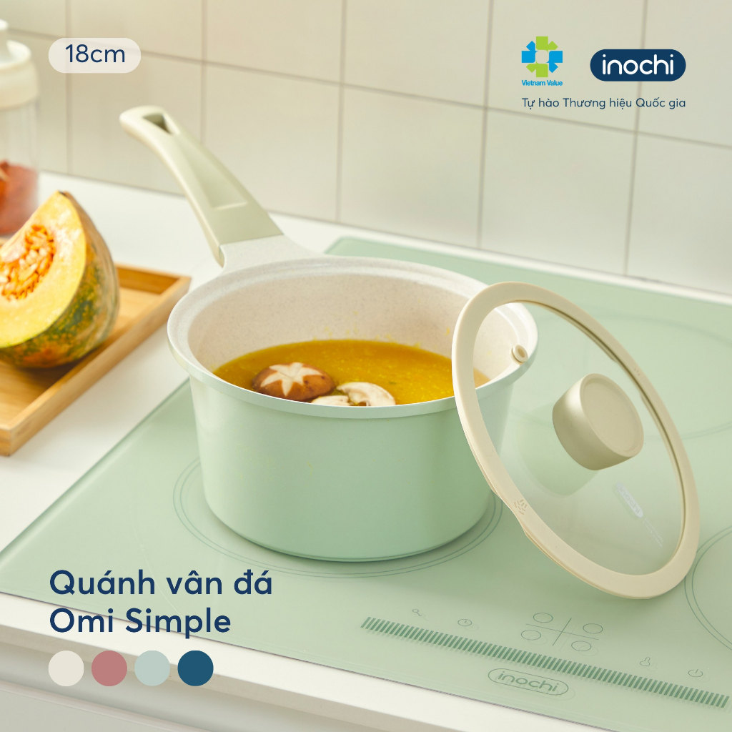 Quánh vân đá Omi Simple Inochi 18cm - phủ lớp chống dính cao cấp, kháng ...