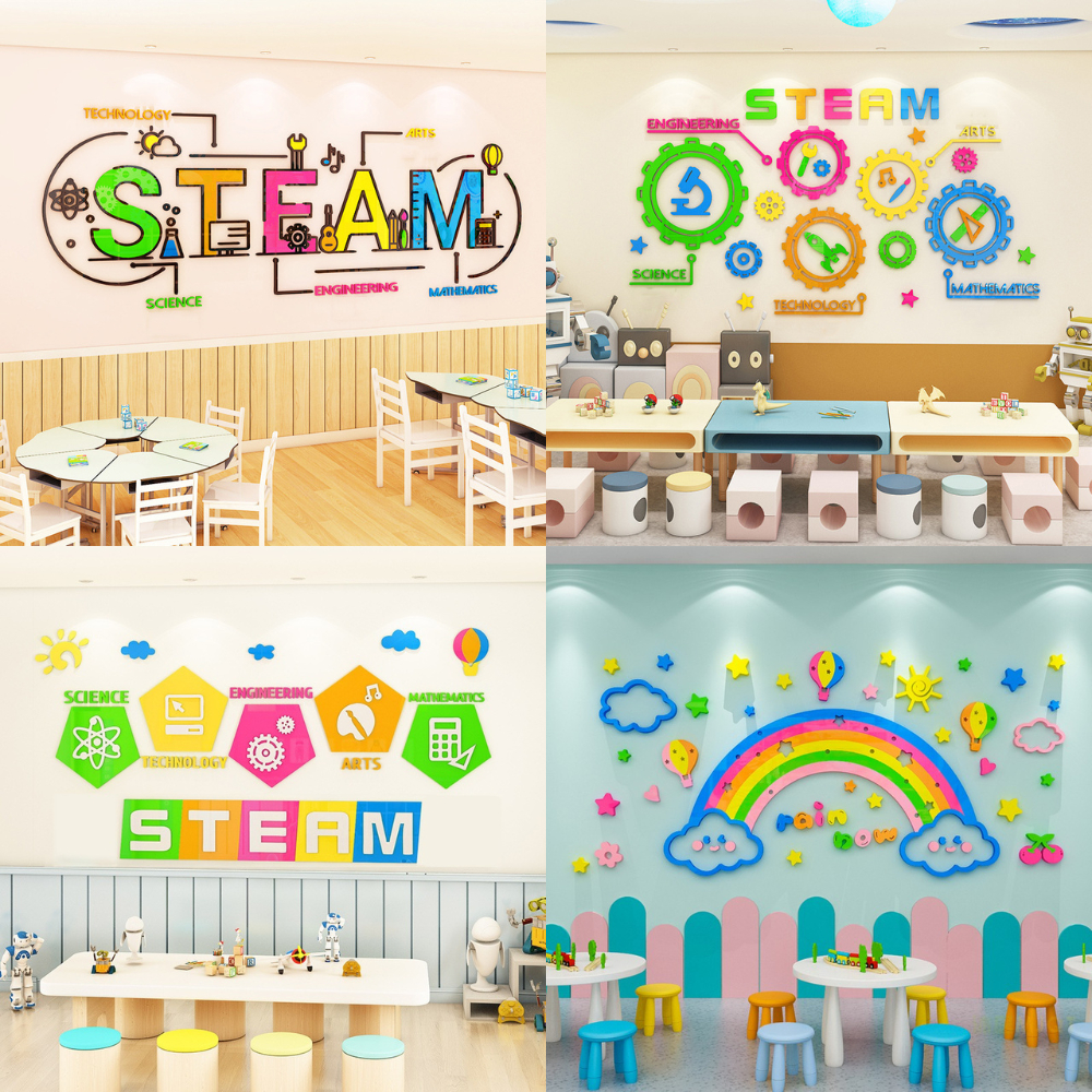 Tranh Mica 3d Dán Tường STEAM, Cầu Vồng Trang Trí Lớp Mầm Non, Mẫu Giáo ...