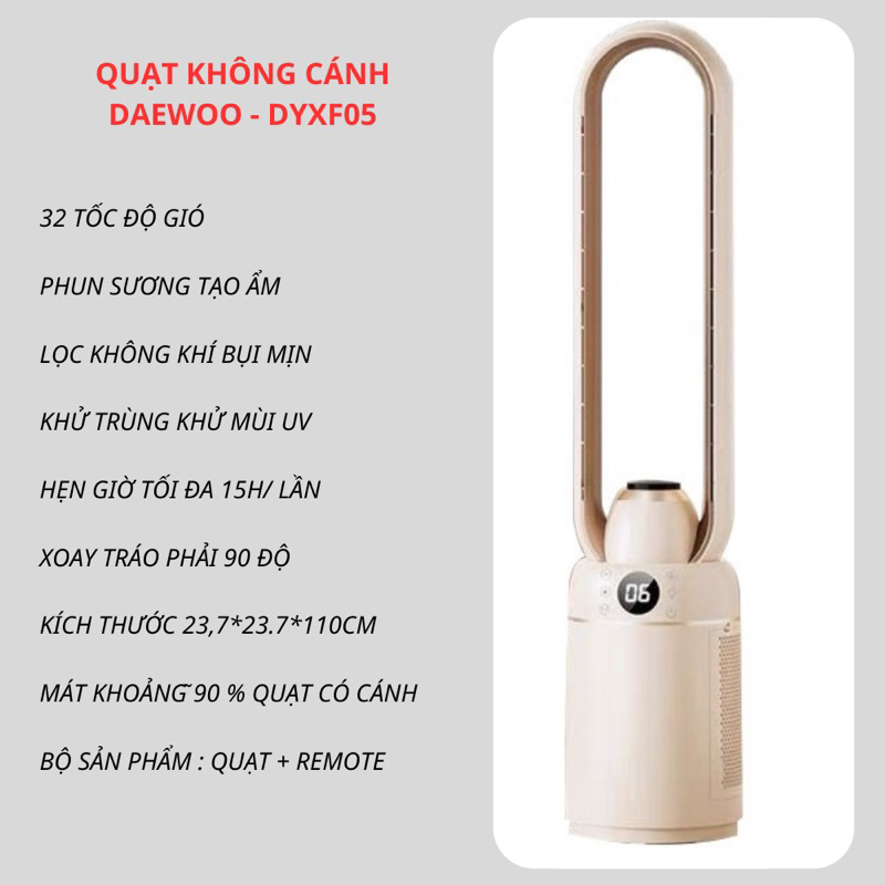 Quạt Không Cánh Lọc Không Khí Phun Sương Tạo Ẩm - Deawoo DYXF05 – 32 Tốc Độ Gió | Shopee Việt Nam