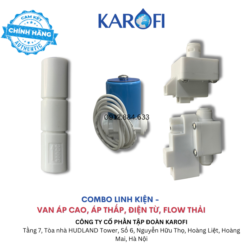 Combo linh kiện máy lọc nước van điện từ, van áp cao, van áp thấp, van ...