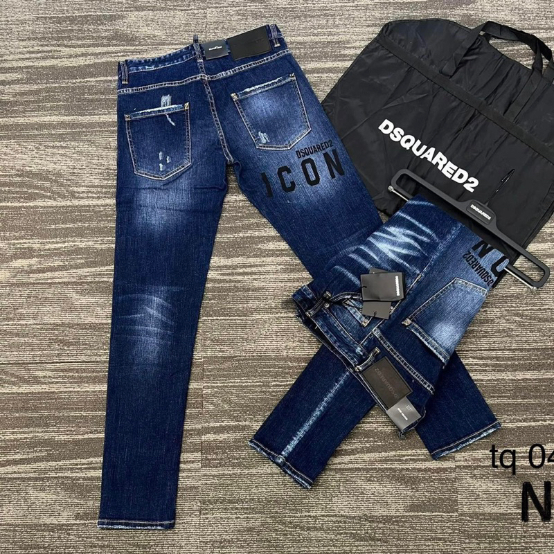 Quần Jean Xanh DSQ Chữ ICON Sẫm Quần Bò DSQUARED Vẩy Sơn Xanh Sáng Chất ...