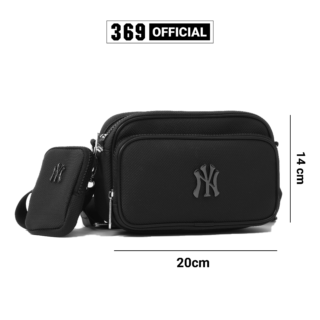 Túi đeo chéo MLB form ngang 2 ngăn thời trang Tặng kèm túi teddy sành ...