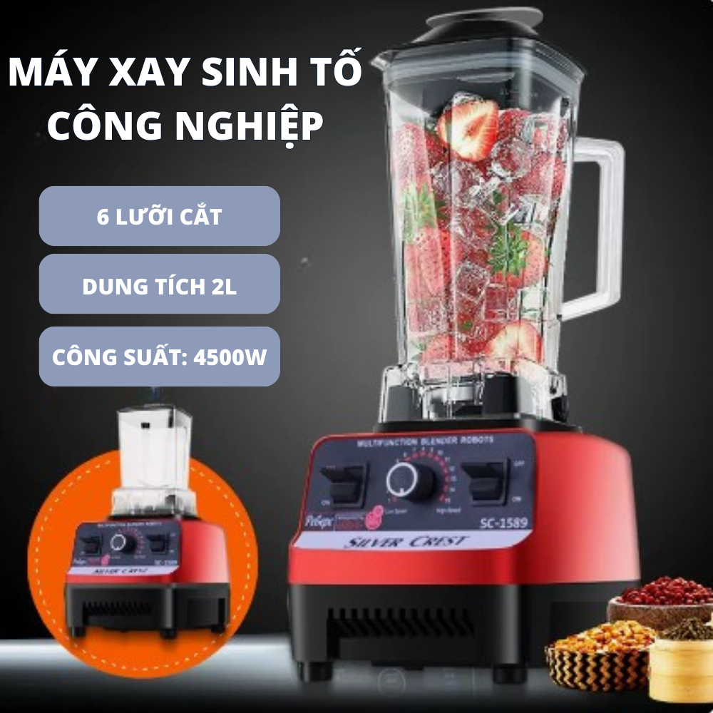 Máy Xay Sinh Tố Công Nghiệp 4500W – Xay Đa Năng, Cối 2L Siêu Bền, Bảo ...