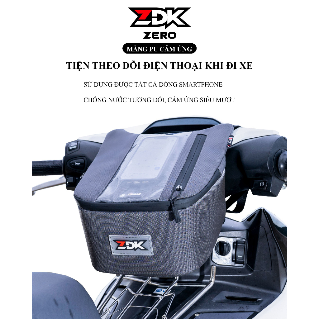 Túi treo đầu xe máy ZDK và túi mini ZDK K1 có lỗ sạc và ngăn đựng đồ tiện dụng chống mưa nhẹ ...