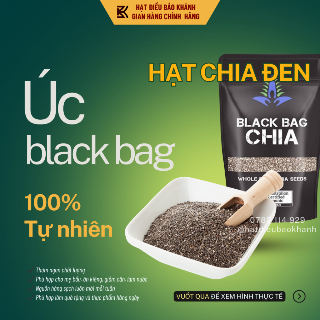 1KG Hạt Chia Nhập Khẩu Úc Black Bag, Hạt Chia Bảo Khánh Chuẩn Organic ...