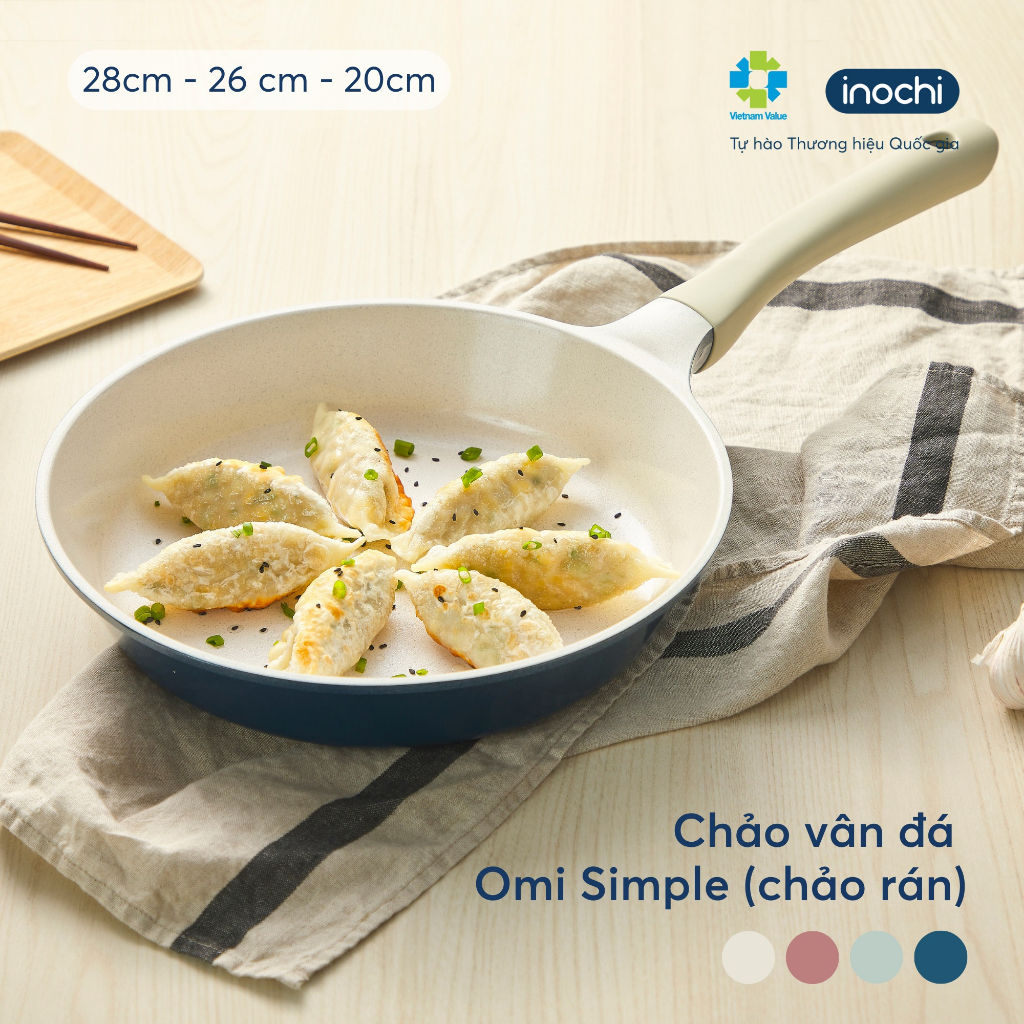Chảo vân đá Omi Simple Inochi 20cm/26cm/28cm (Chảo rán) - Lớp chống ...