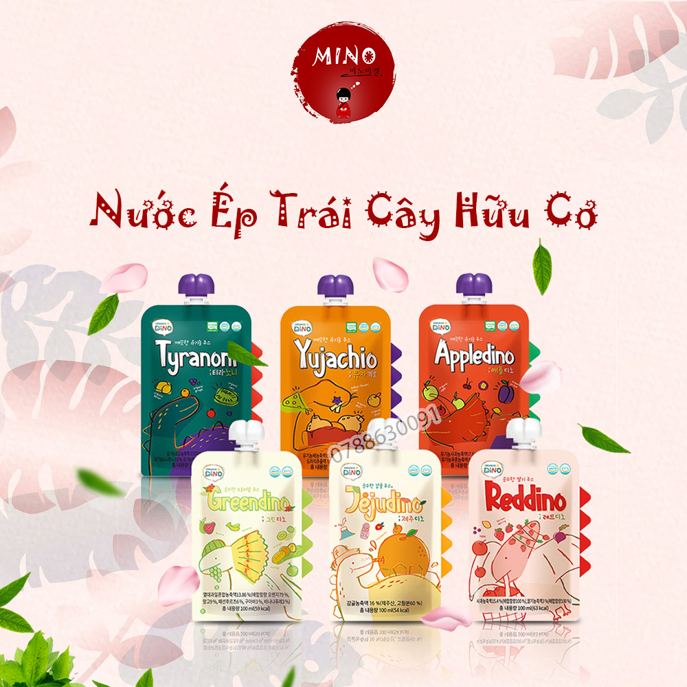 Nước Ép Trái Cây Hữu Cơ Sạch Organic Dino Mix 6 Vị Cho Bé 100ml/gói ...