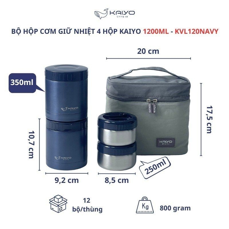 Hộp cơm giữ nhiệt Kaiyo - 4 hộp 1200ml | Shopee Việt Nam