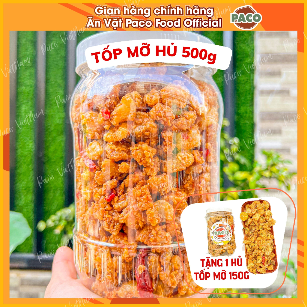 [MUA 1 HỦ LỚN TẶNG 1 HỦ NHỎ] 500g TỐP MỠ DA GIÒN NHÀ PACO FOOD đồ ăn ...