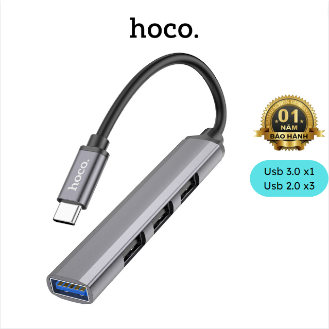 Bộ Chuyển Đổi Hoco HB26 Type-C Chia Ra 1 Cổng Usb 3.0 Và 3 Cổng Usb 2.0 | Shopee Việt Nam