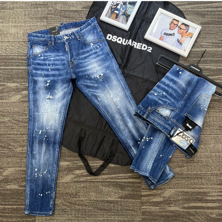 Quần DSQ2 Jean Xanh Vẩy Sơn Quần Bò DSQUARED Vẩy Sơn Xanh Sáng Chất Co Giãn Phối Loang | Shopee ...