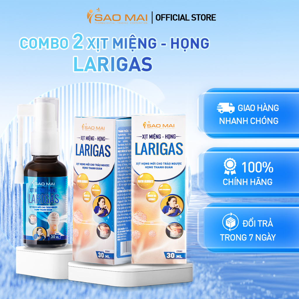 Combo 2 Xịt Miệng - Họng Larigas dành cho người trào ngược dạ dày thực ...