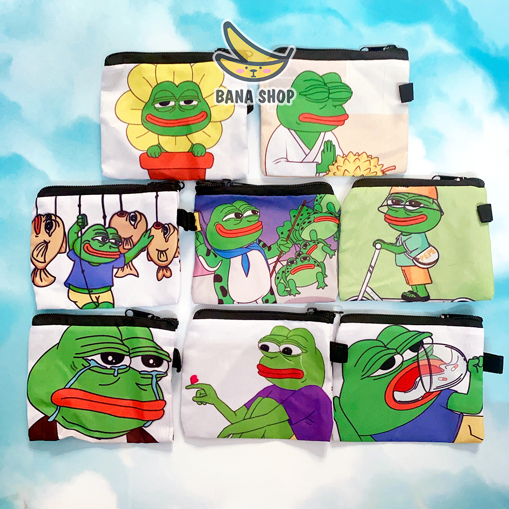 Ví vải, bóp đựng đồ ếch xanh Pepe sad frog siêu bựa dành cho vozer ...