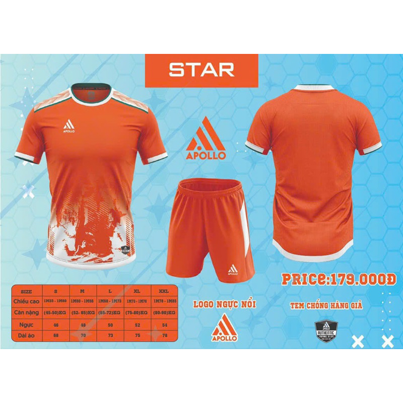 [Hỗ trợ in tên số] Bộ thể thao Apollo Star chính hãng mới nhất | Shopee Việt Nam
