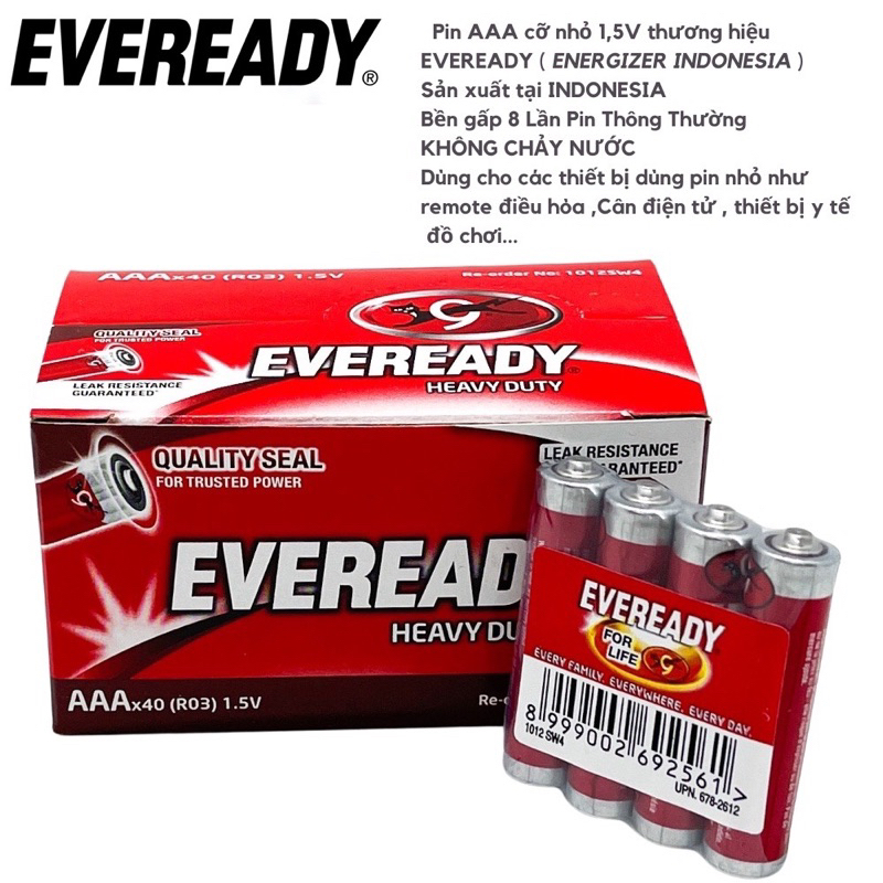Pin Eveready AAA 1012, AA 1015 vỉ 4 viên chính hãng | Shopee Việt Nam
