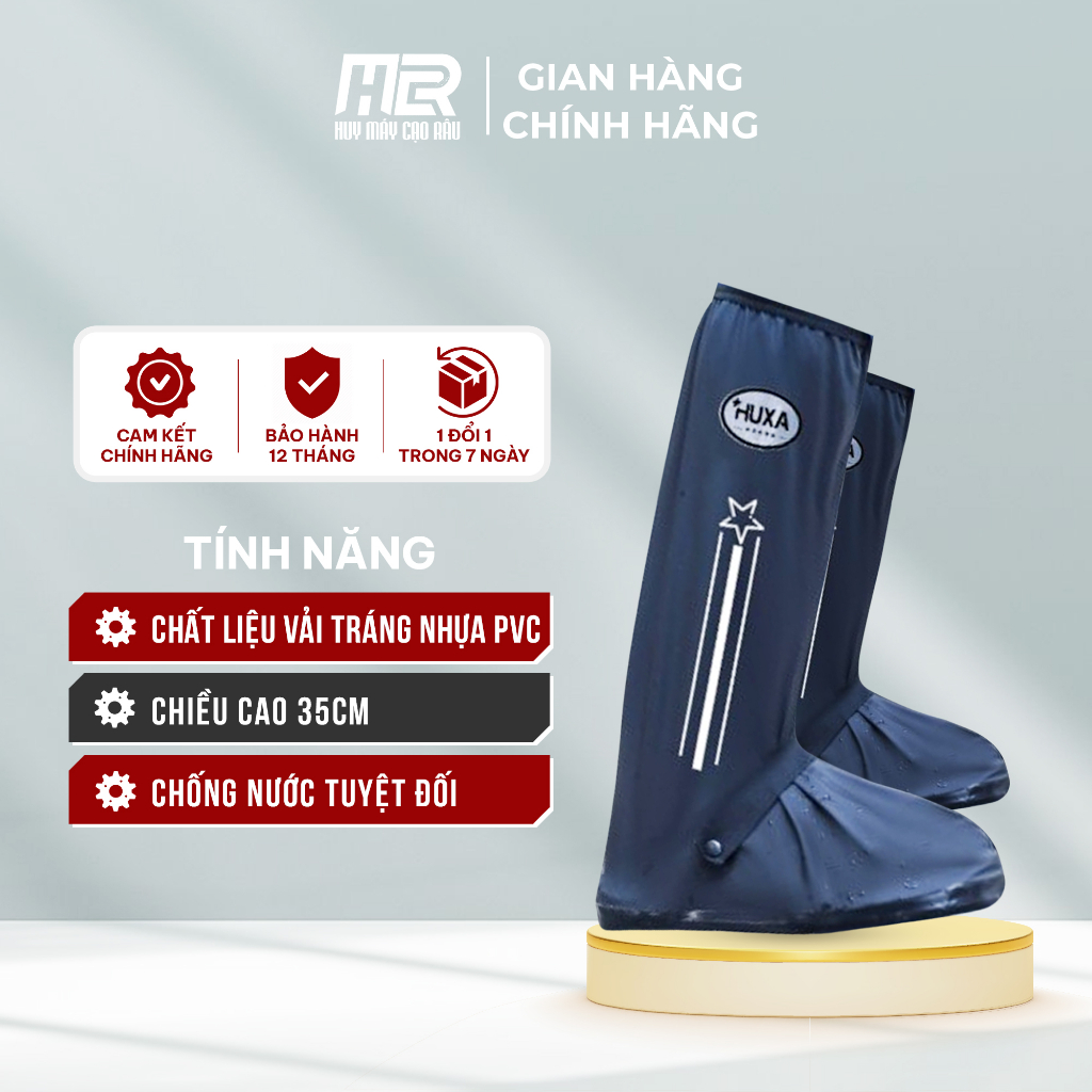 Bọc giày đi mưa- GENPAI, ủng đi mưa huxa cao cổ,vải nhựa PVC 3 lớp cực ...