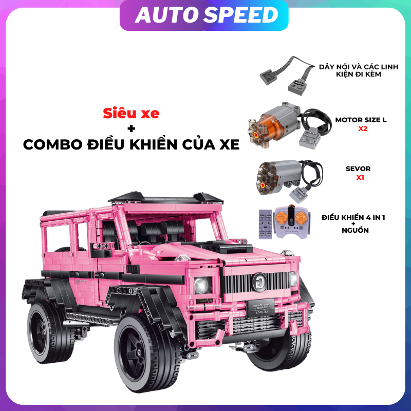[ Điều Khiển Được ] Mô hình lắp ráp siêu xe MEC AMG G800 màu hồng , đồ ...