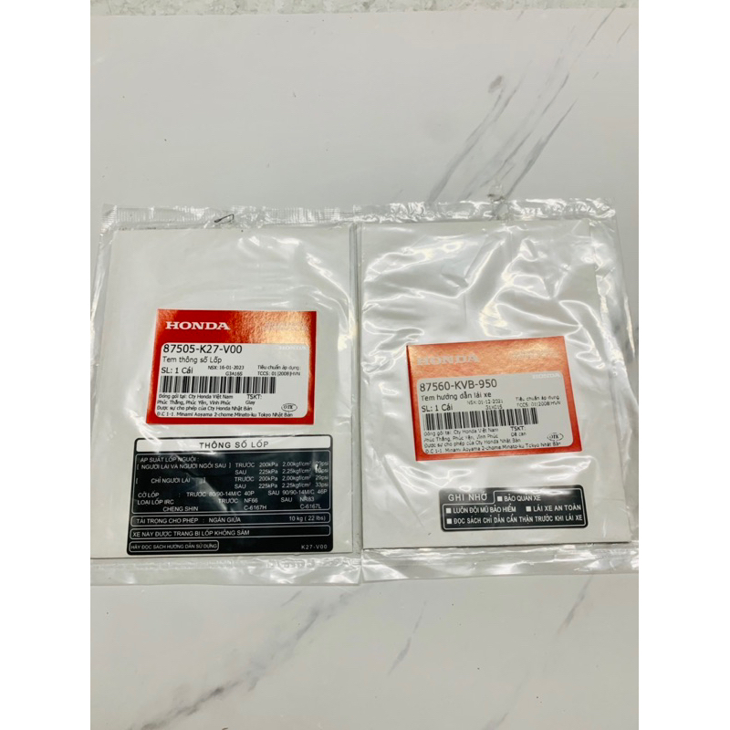 Tem thông số lớn + Tem Ghi Nhớ Honda Air Blade ab 110 125 Click 110 Vn ...