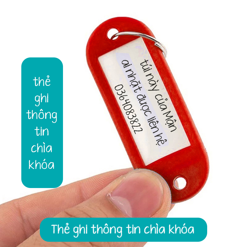 Thẻ ghi thông tin chìa khóa, tránh lỡ làm rơi ví, thẻ tên name tag, thẻ ...