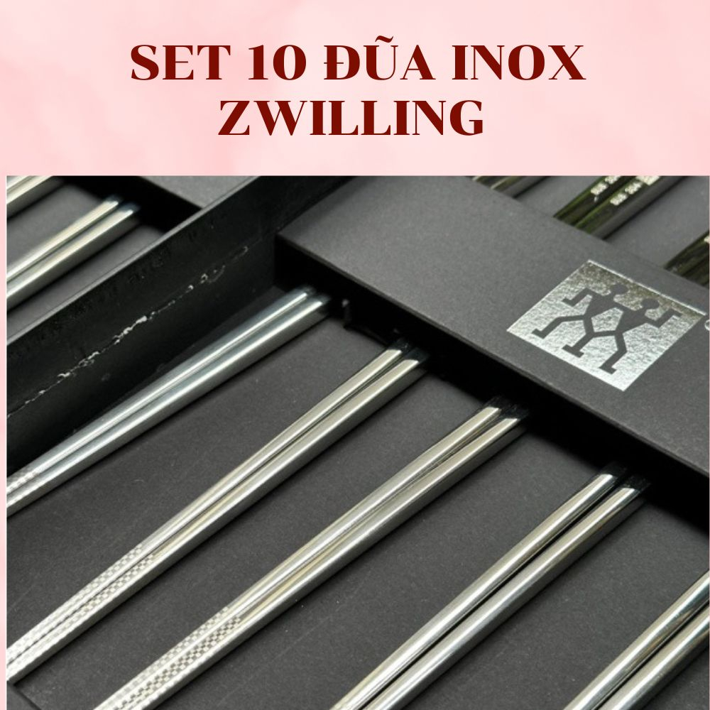 [HÀNG ĐỨC] Set 10 đôi đũa ZWILLING INOX 18/10 Đầu Vuông Màu Bạc dài ...