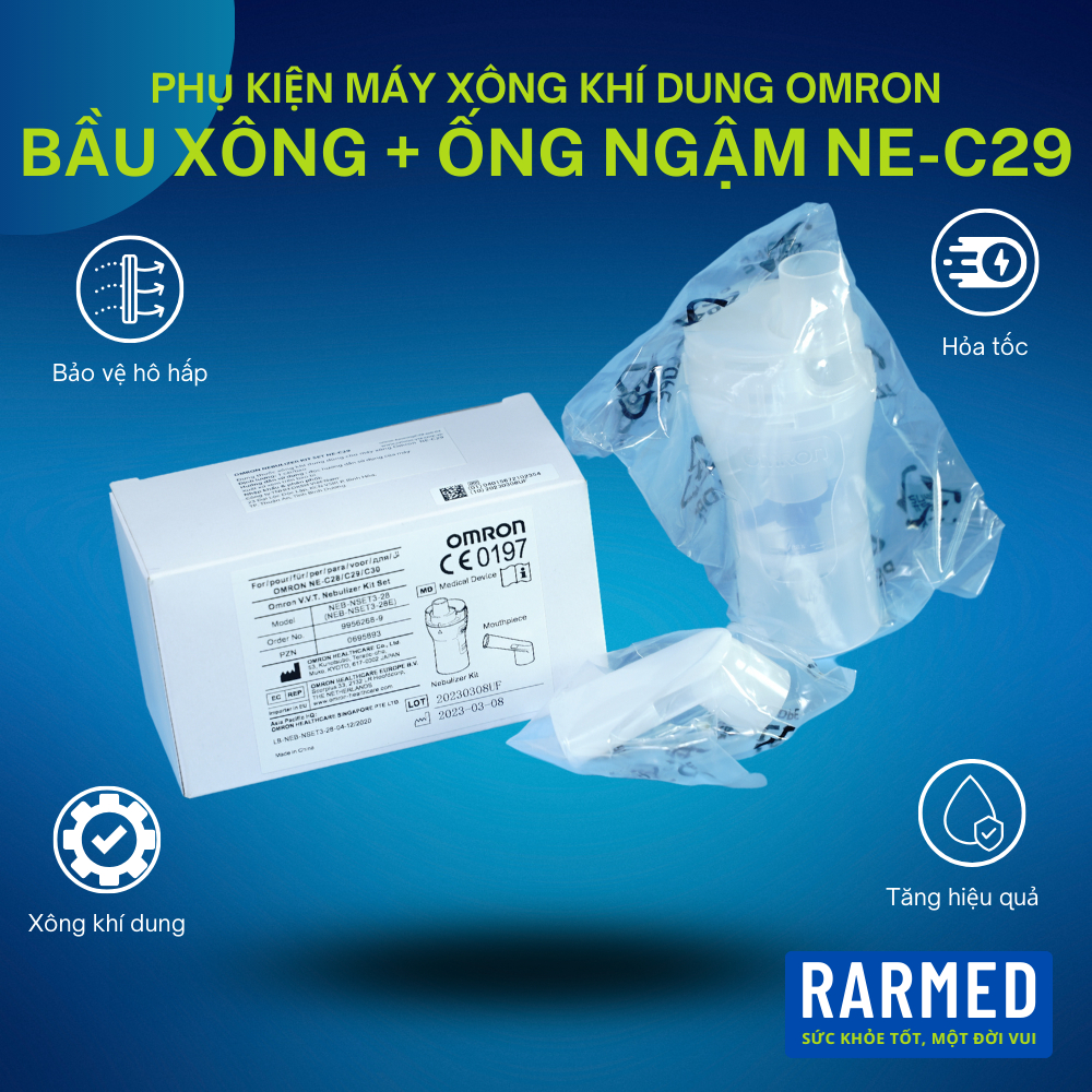 Phụ kiện máy xông khí dung Omron NE-C28/C29/C30 bầu xông khí dung, ống ...