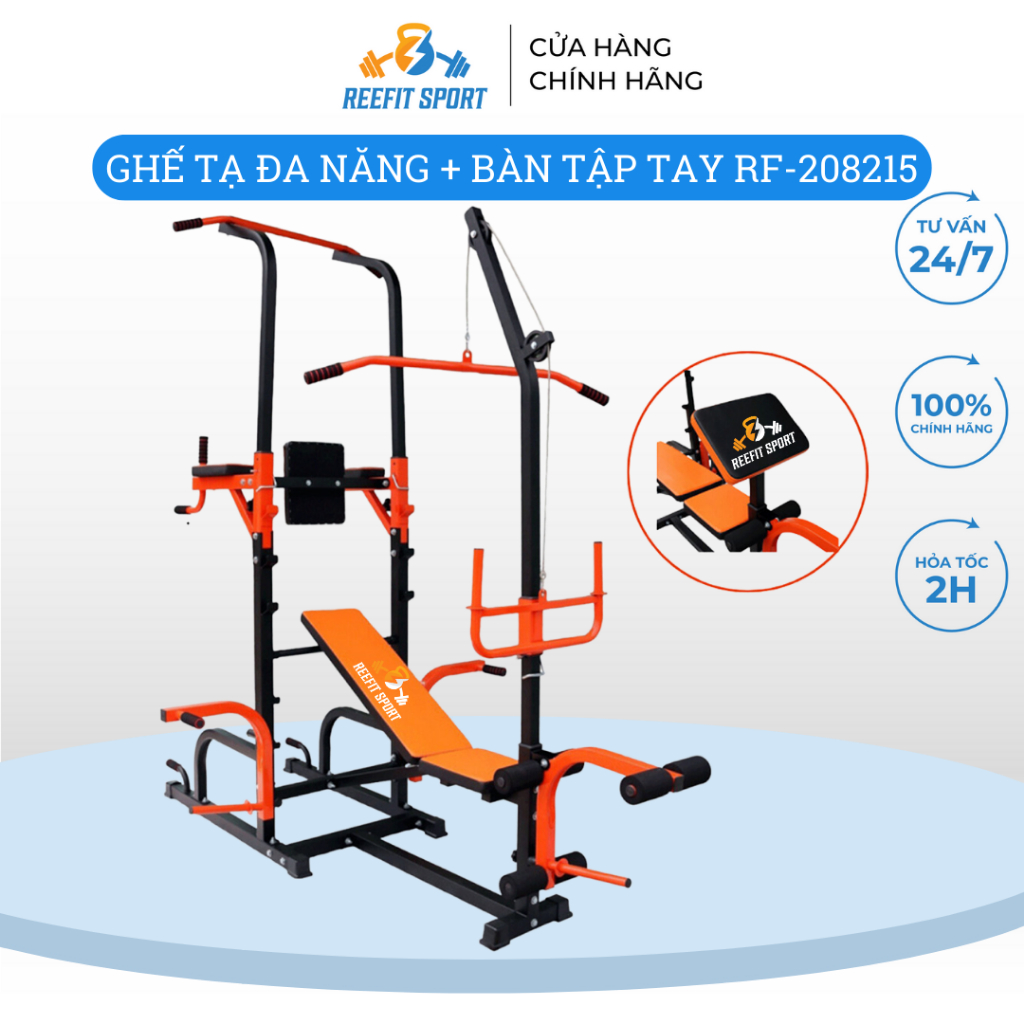 Ghế tạ giàn tạ đa năng có xà kết hợp bàn tập tay Reefit RF 208215 ...