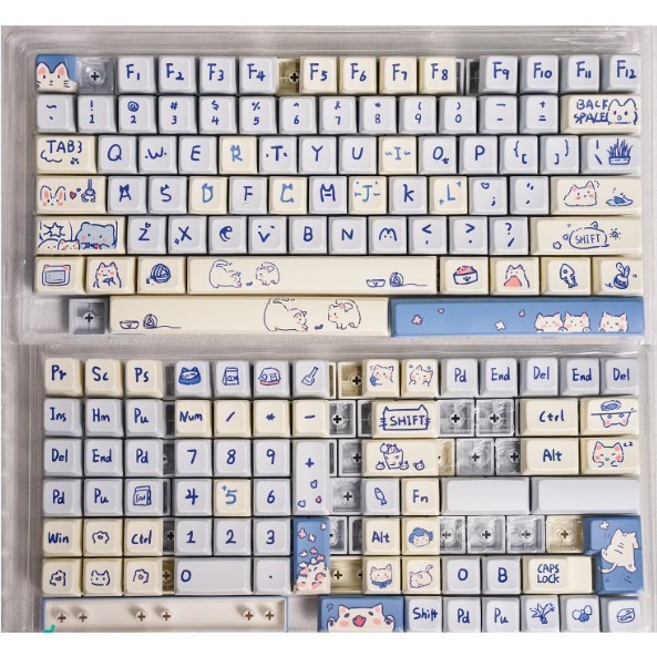 Keycap ZOUYA LMK67 Blue Cat Profile Cherry -Trắng Xanh Dương - Hỗ trợ ...