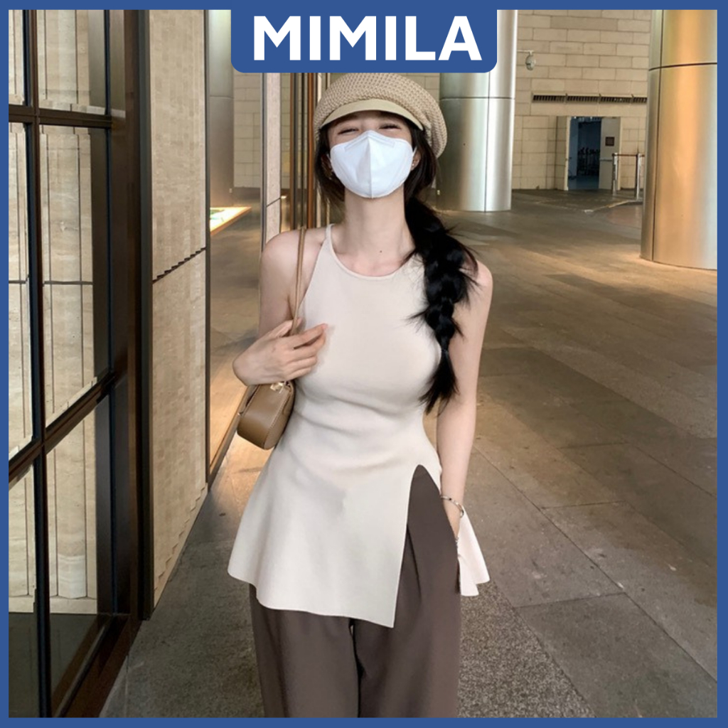 Áo Thun Sát Nách MIMILA Xẻ Tà Dáng Xòe Cách Điệu Áo Kiểu Nữ Form Ôm Sát Tôn Body Phong Cách Hàn ...