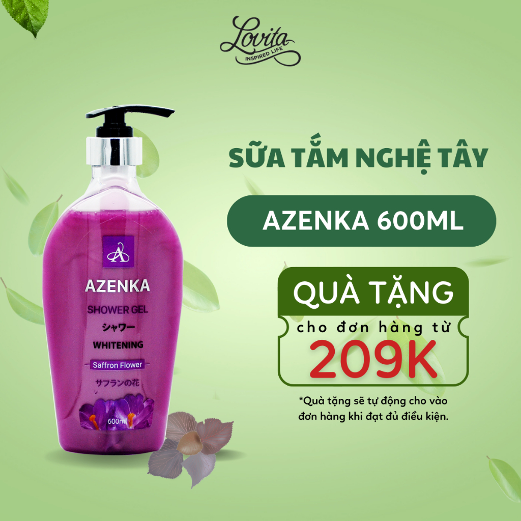 Sữa tắm nước hoa Azenka, sữa tắm trắng da chiết xuất hoa nghệ tây mùi ...