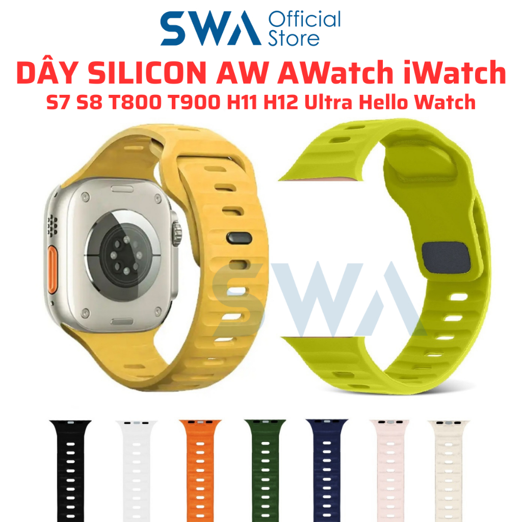 Dây Silicon Cao Su Đồng Hồ AWatch iWatch AW Series 1 2 3 3 4 5 6 7 8 9 ...