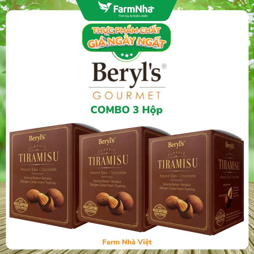 (Combo 3) Socola Tiramisu Almond Dark Chocolate 100g Beryls - Thơm ngon ...