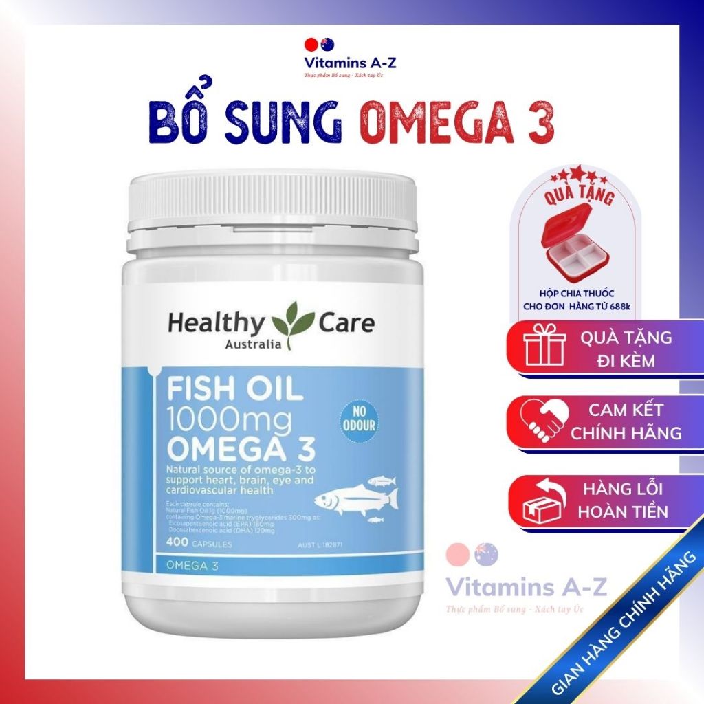 Viên uống dầu cá Omega 3 Healthy Care Fish Oil 400 viên | Shopee Việt Nam