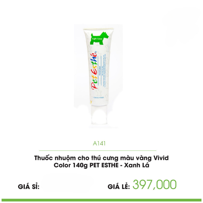 Thuốc nhuộm cho thú cưng màu vàng Vivid Color 140g PET ESTHE - Xanh Lá ( A141 ) | Shopee Việt Nam