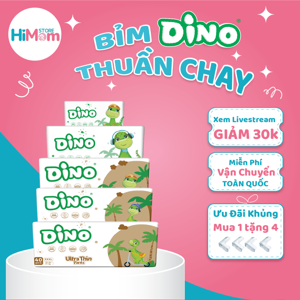 Bỉm/Tã dán/quần Dino cho bé, siêu thấm hút, chống hăm, chống tràn hiệu ...