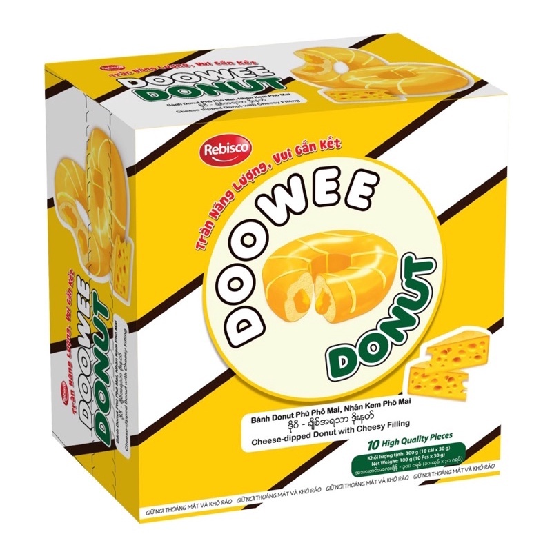 BÁNH DOOWEE DONUT SOCOLA/ DÂU/ CAM/ PHÔ MAI HỘP 300G (10 CÁI) | Shopee ...