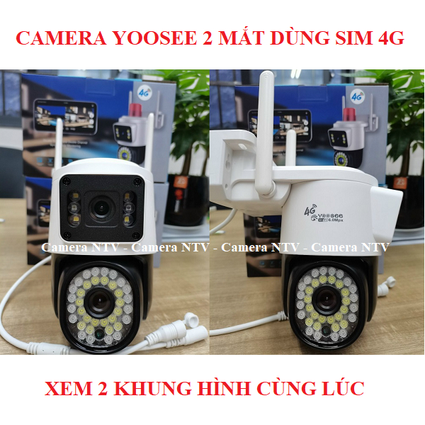 CAMERA YOOSEE 2 MẮT 4G XÀI SIM – 6.0 FHD – XEM 2 KHUNG HÌNH - MẪU CHỐNG NƯỚC XOAY 360 ĐỘ – 42 ...