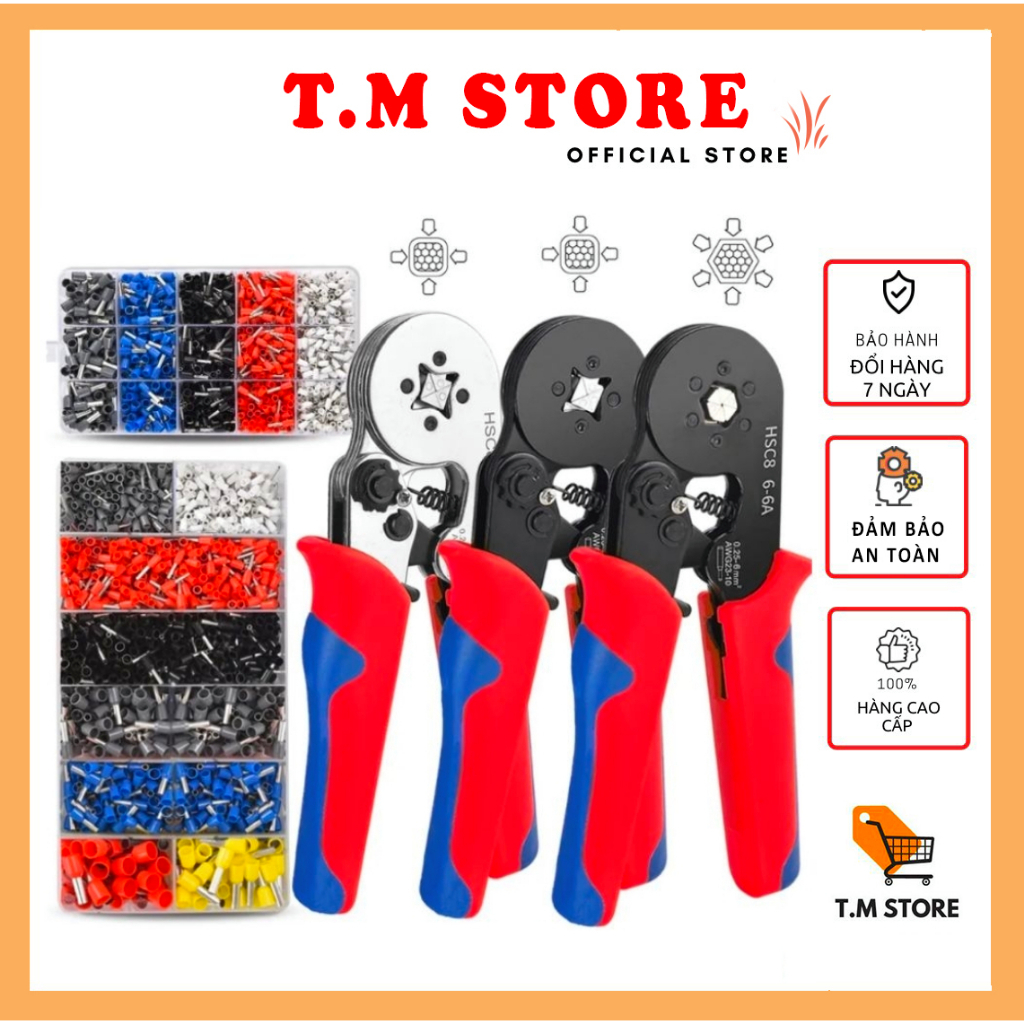 Kìm bấm cốt pin kim rỗng, kìm bóp cốt 0.5mm 6mm 16mm, kìm ép đầu cốt ...