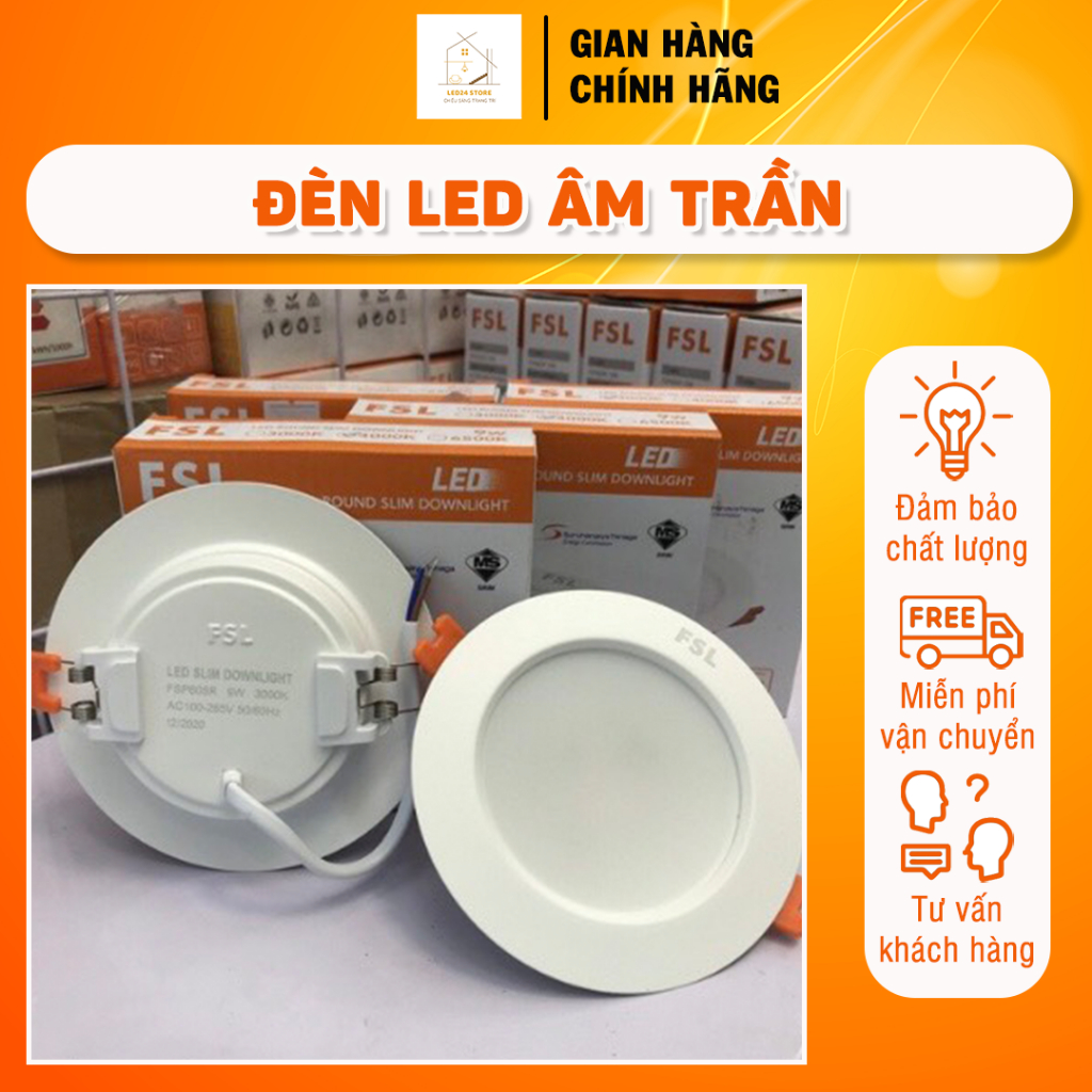 Đèn Led Âm Trần FSL Chính Hãng - Đèn Downlight Mỏng FSL Chính Hãng Với Công Suất 9w, 11w Lỗ ...