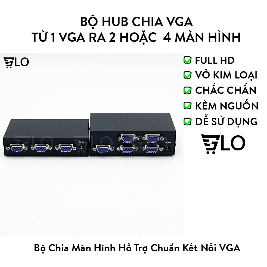 Bộ Hub Chia VGA 1 Ra 2 Hoặc 4(Chia 2 Hoặc 4 Màn Hình), 2/4 Port 200mhz VGA Splitter VGA-2002/VGA ...
