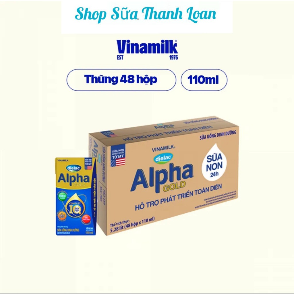 [HSD T6-2024] Thùng 48 Hộp Sữa Bột Pha Sẵn Dielac Alpha Gold IQ 110ml. | Shopee Việt Nam